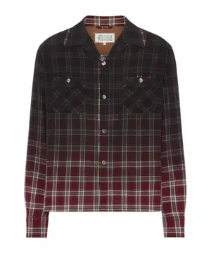 MAISON MARGIELA Ombre Plaid Buttoned Shirt - Bordeaux