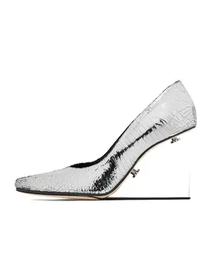 MAISON MARGIELA Tabi Plexi Wedge Heeled Pumps In Broken Mirror Leather