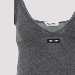Miu Miu Sleeveless V-neck Cashmere Tank Dress