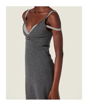 Miu Miu Sleeveless V-neck Cashmere Tank Dress