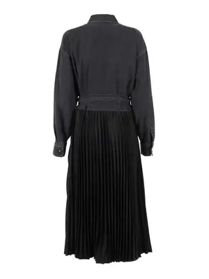 Max Mara Citrato Long-sleeved Shirt Dress With Pleated Skirt