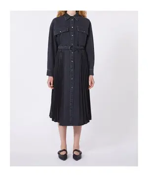 Max Mara Citrato Long-sleeved Shirt Dress With Pleated Skirt