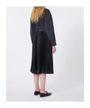 Max Mara Citrato Long-sleeved Shirt Dress With Pleated Skirt
