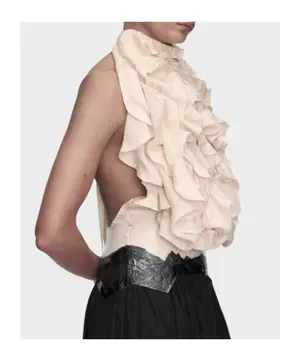 MAISON MARGIELA Ruffled Halter Neck Top - Sand