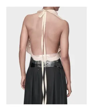 MAISON MARGIELA Ruffled Halter Neck Top - Sand