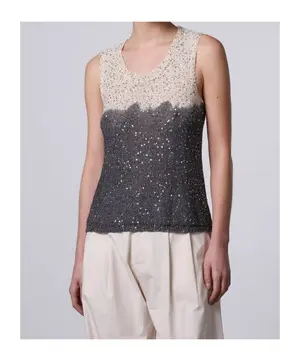 ROBERTO COLLINA Sequined Knit Top - Gray