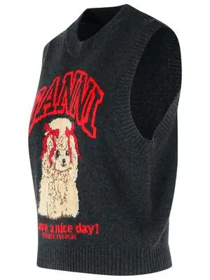 GANNI Graphic Dog Knit Jumper - Black