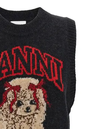 GANNI Graphic Dog Knit Jumper - Black