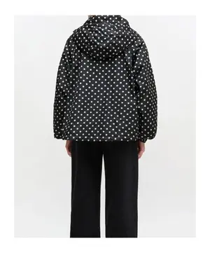 GANNI Polka Dot Hooded Zip-up Jacket - Black
