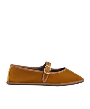 Celine Triomphe Ballerina In Velvet - Copper
