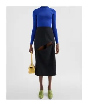 JIL SANDER Cut-out Wool And Mohair Pencil Skirt