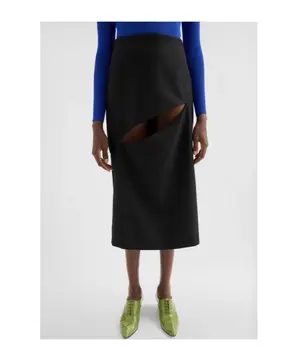 JIL SANDER Cut-out Wool And Mohair Pencil Skirt
