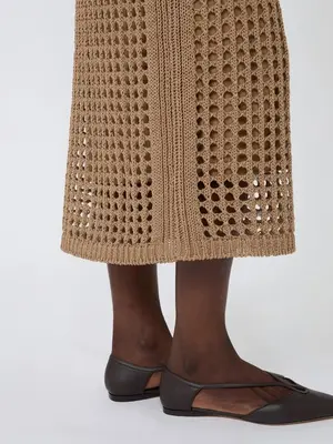 Max Mara Geode Openwork Midi Skirt - Desert