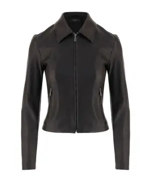 Gucci Washed Stretch Nappa Leather Zip-up Jacket