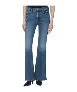 MOTHER Mid-rise Flared Jeans With Frayed Hems