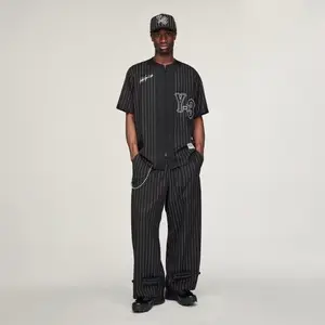 Y3 Zip Up Pinstripe Baseball Shirt