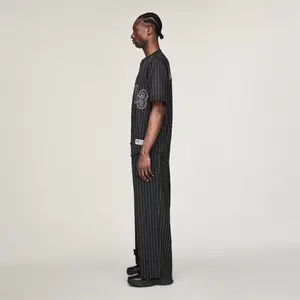 Y3 Zip Up Pinstripe Baseball Shirt