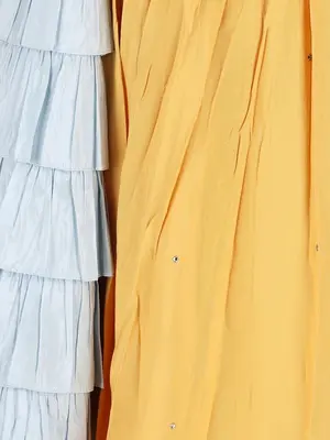 Prada Pleated Midi Skirt With Ruffle Detailing