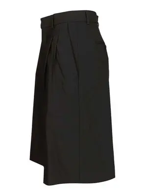AMI Paris Pleated Wide-leg Bermuda Shorts - Black