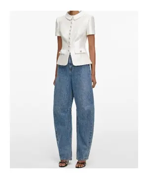 SELF-PORTRAIT Sequin-embellished Top With Peter Pan Collar