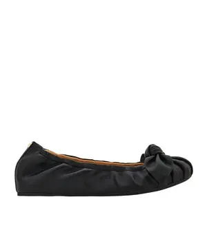 FERRAGAMO Nappa Leather Bow Embellished Ballet Flats - Black