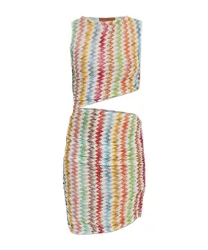 Missoni Sleeveless Cutout Mini Dress With Zigzag Pattern