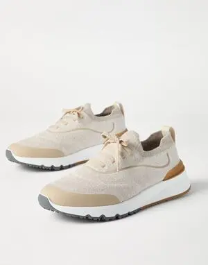 Brunello Cucinelli Knit Low-top Sneakers With Tie Fastening