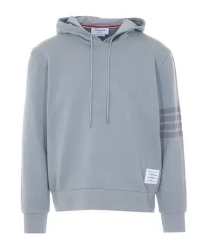 Thom Browne Logo Patch Drawstring Hoodie - Light Grey