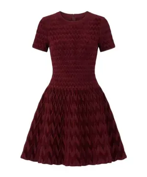Alaïa Round Neck Knit Midi Dress - Red