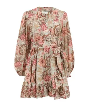 Zimmermann Daylight Mini Wrap Dress - Nude