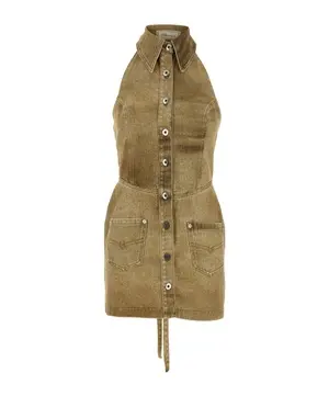 Blumarine Buttoned Halterneck Mini Dress