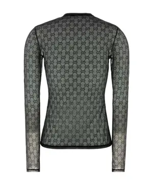 Gucci Monogrammed Sheer Long-sleeve Top