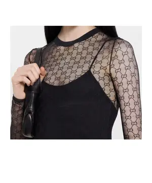 Gucci Monogrammed Sheer Long-sleeve Top