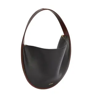 JIL SANDER Pivot Logo Embossed Shoulder Bag - Black