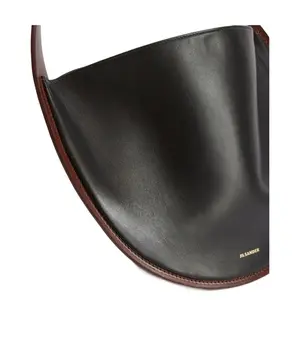 JIL SANDER Pivot Logo Embossed Shoulder Bag - Black