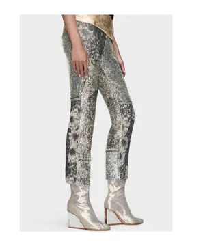 MAISON MARGIELA Floral Sequin Embellished Patchwork Trousers - Gray