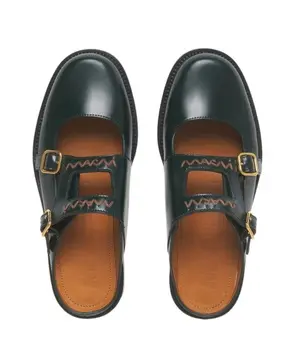 Marni Cutout Buckled Mules - Deep Green