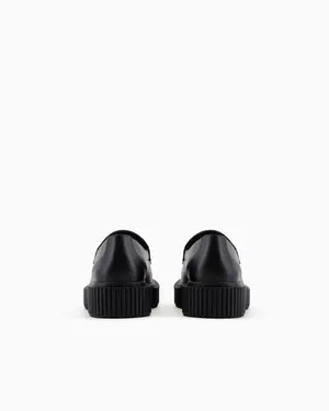 Armani Exchange Leather Loafers With Embossed Logo Detail