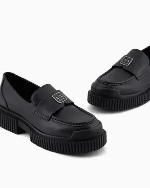 Armani Exchange Leather Loafers With Embossed Logo Detail