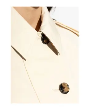 Burberry Cropped Epaulette Jacket With Turn-down Collar - Beige