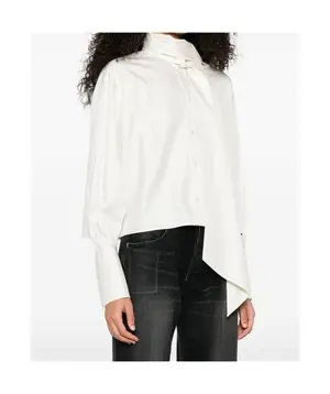 Celine Cropped Silk Twill Lavalliere Shirt