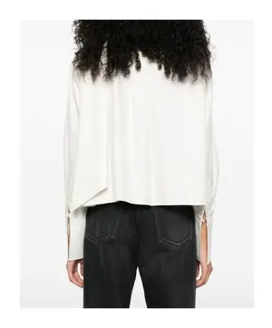 Celine Cropped Silk Twill Lavalliere Shirt