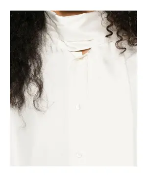 Celine Cropped Silk Twill Lavalliere Shirt