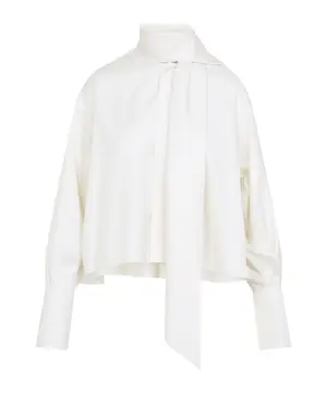 CELINE Celine Cropped Silk Twill Lavalliere Shirt