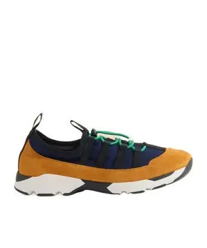 Marni Logo Printed Lace-up Sports Sneaker - Blue/pumpkin