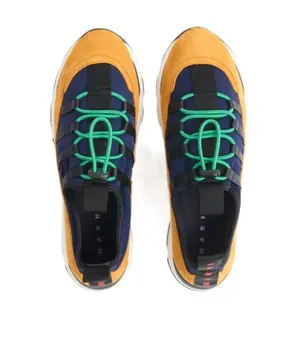 Marni Logo Printed Lace-up Sports Sneaker - Blue/pumpkin