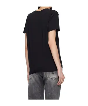 R13 Flaming Heart Crew Neck Short Sleeve T-shirt - Black
