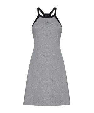 MARINE SERRE Ribbed Knit Sleeveless Dress With Moon Logo Embroidery