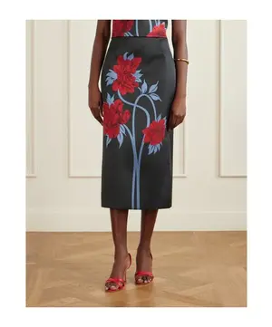 La DoubleJ Floral Jacquard Pencil Skirt