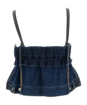 Sacai Cropped Denim Top With Spaghetti Straps